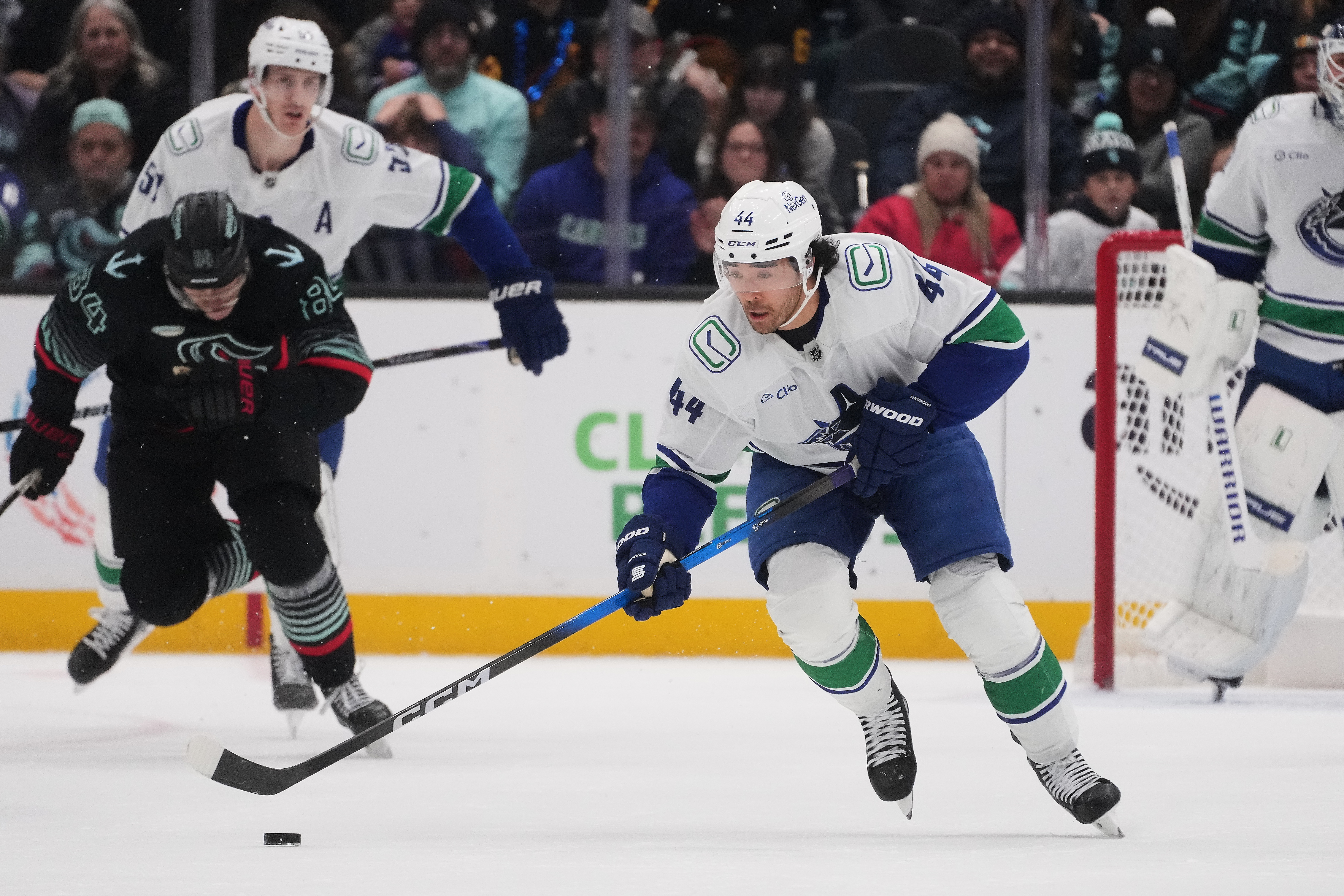 Sharks acquire winger Kiefer Sherwood in a trade with the Canucks ...