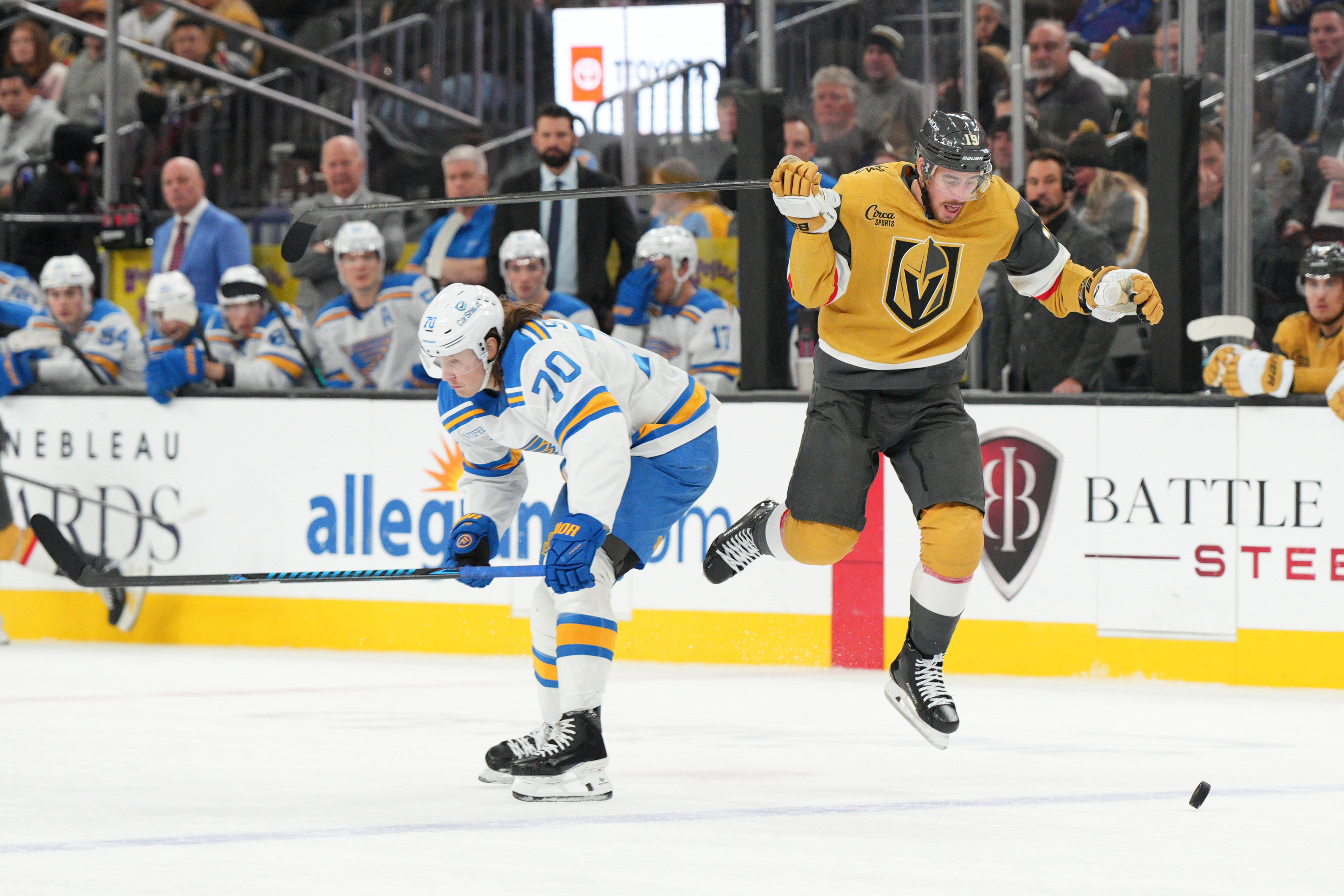 Marner, Stone lead Golden Knights to 4-2 win over Blues | 13newsnow.com