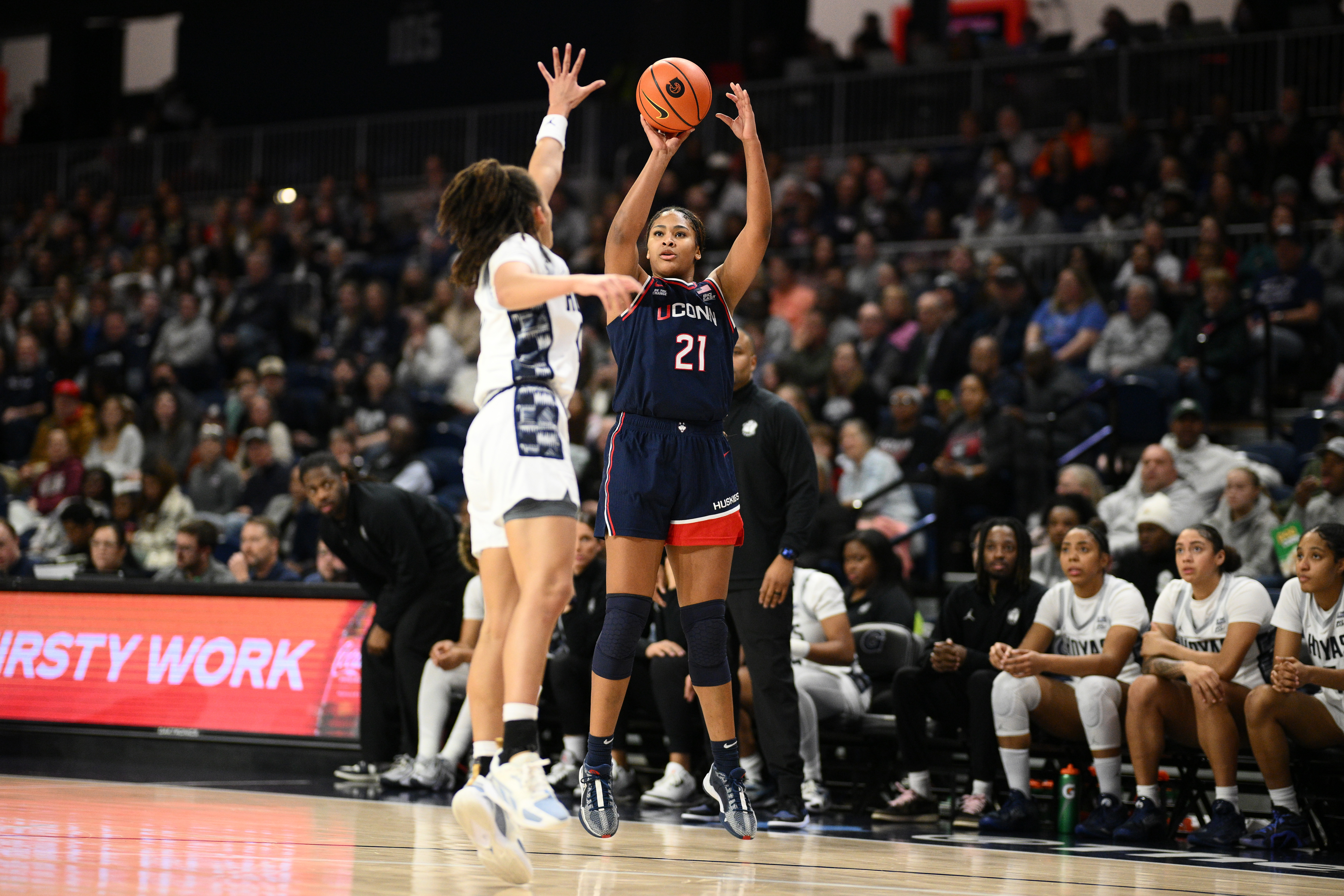Sarah Strong, Azzi Fudd and top-ranked UConn roll past Georgetown 83-42 ...
