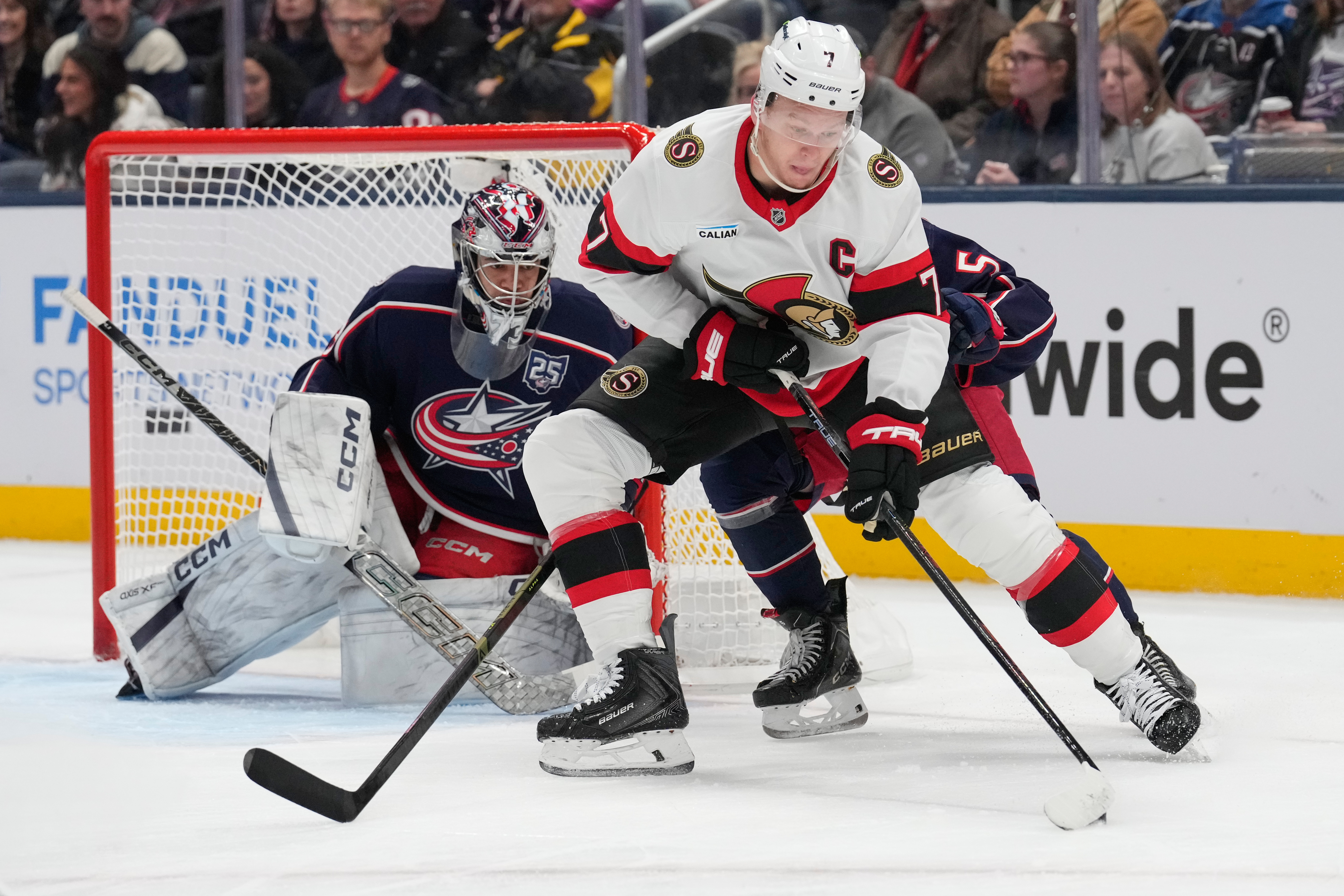 Stützle scores 2 as Senators use 4-goal 1st period to beat Blue Jackets ...