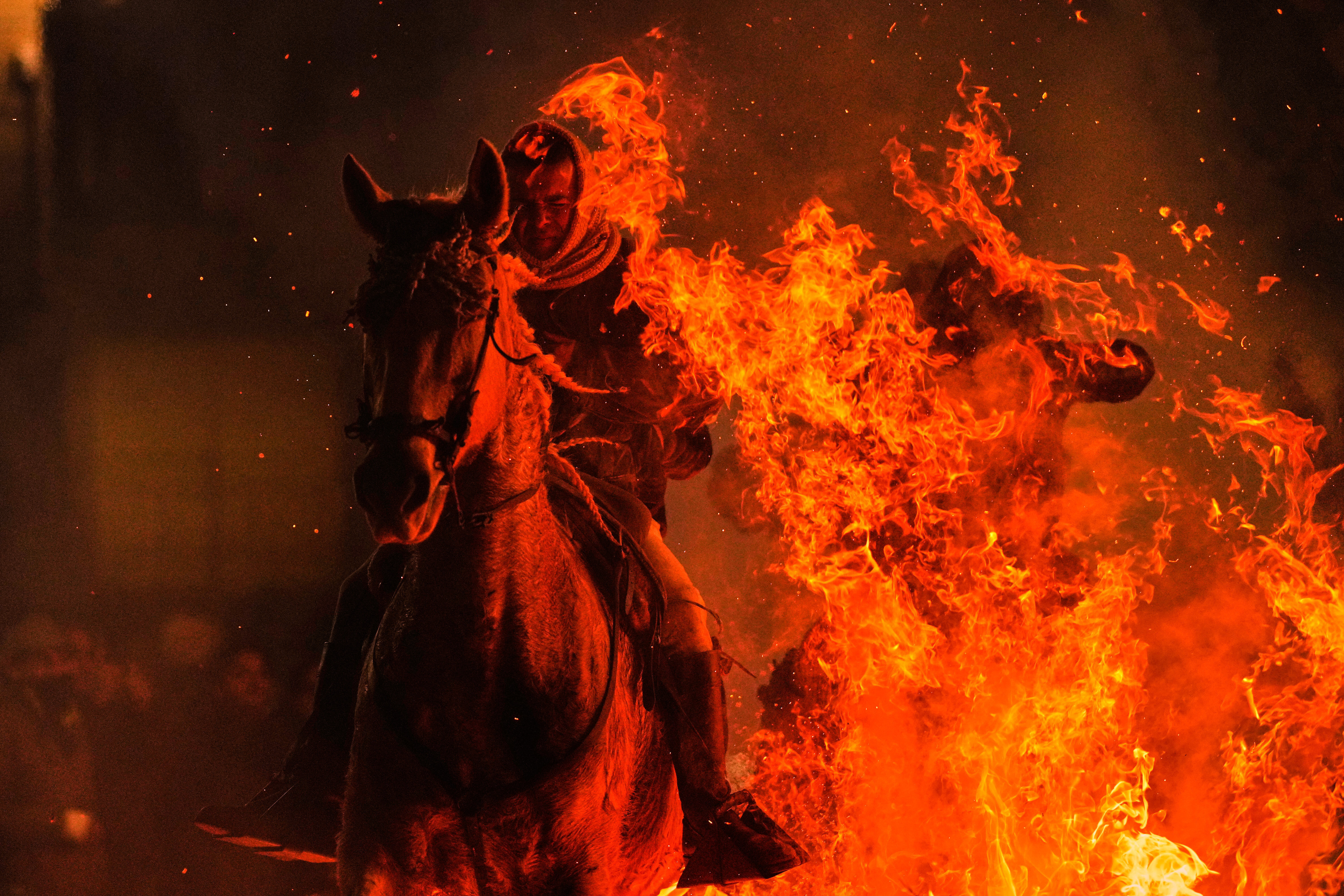 Horses leap through flames and pets go to church in Spanish animal ...