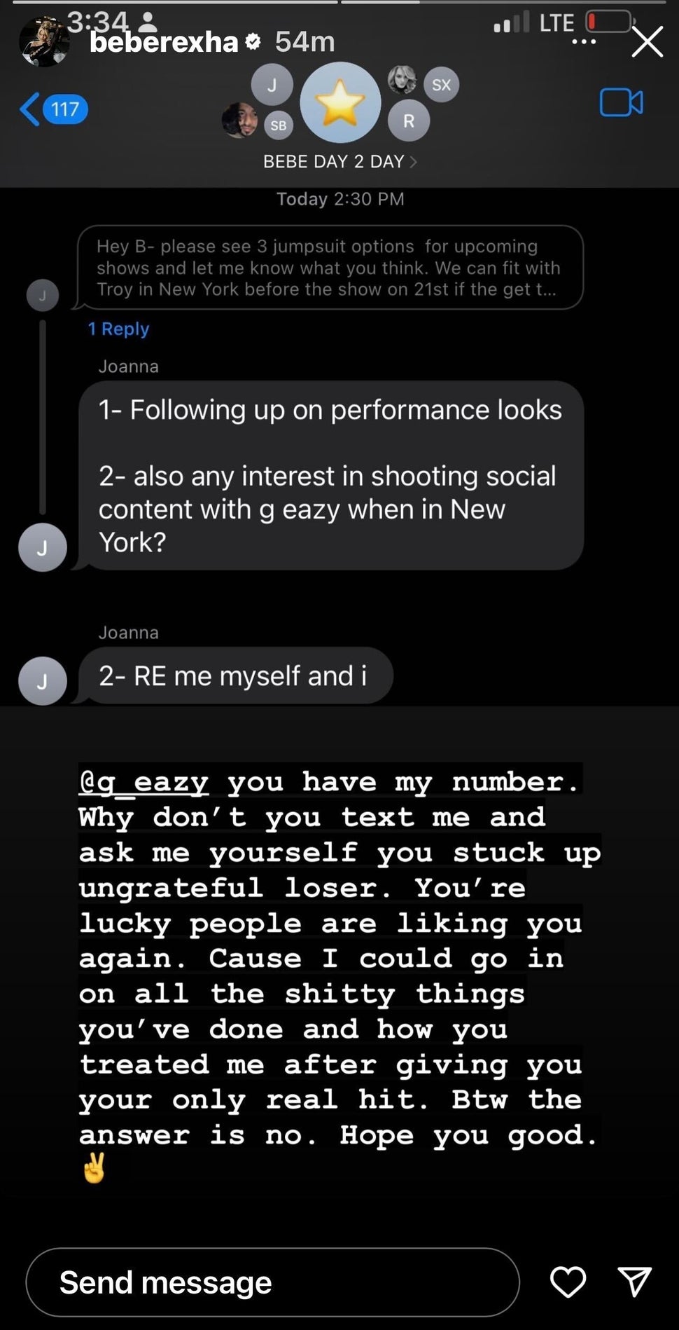 Bebe Rexha Explains 'Negative' G-Eazy Post and Why She Deleted It ...